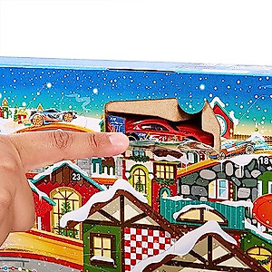 Hot Wheels Toy Car Set, 2023 Advent Calendar with 8 Cars in 1:64 Scale, 16 Accessories & Playmat, Gift for Kids