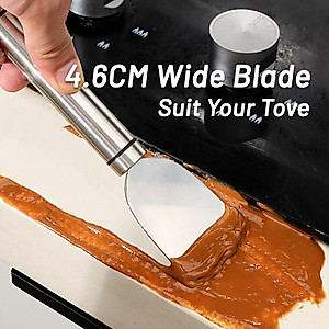 2 Pack Stove Scrapper for Tough Case - Wide Using Stainless Steel Scrapper for Stove BBQ Grill Kitchen - Sticker Glue Refrigerator Ice Remover