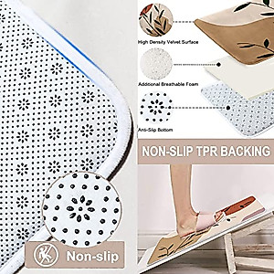 Boho Bathroom Sets with Shower Curtain and Rugs and Accessories, Mid Century Sun Orange Red Leaves Shower Curtain Sets, Modern Shower Curtains for Bathroom Decor 4 Pcs