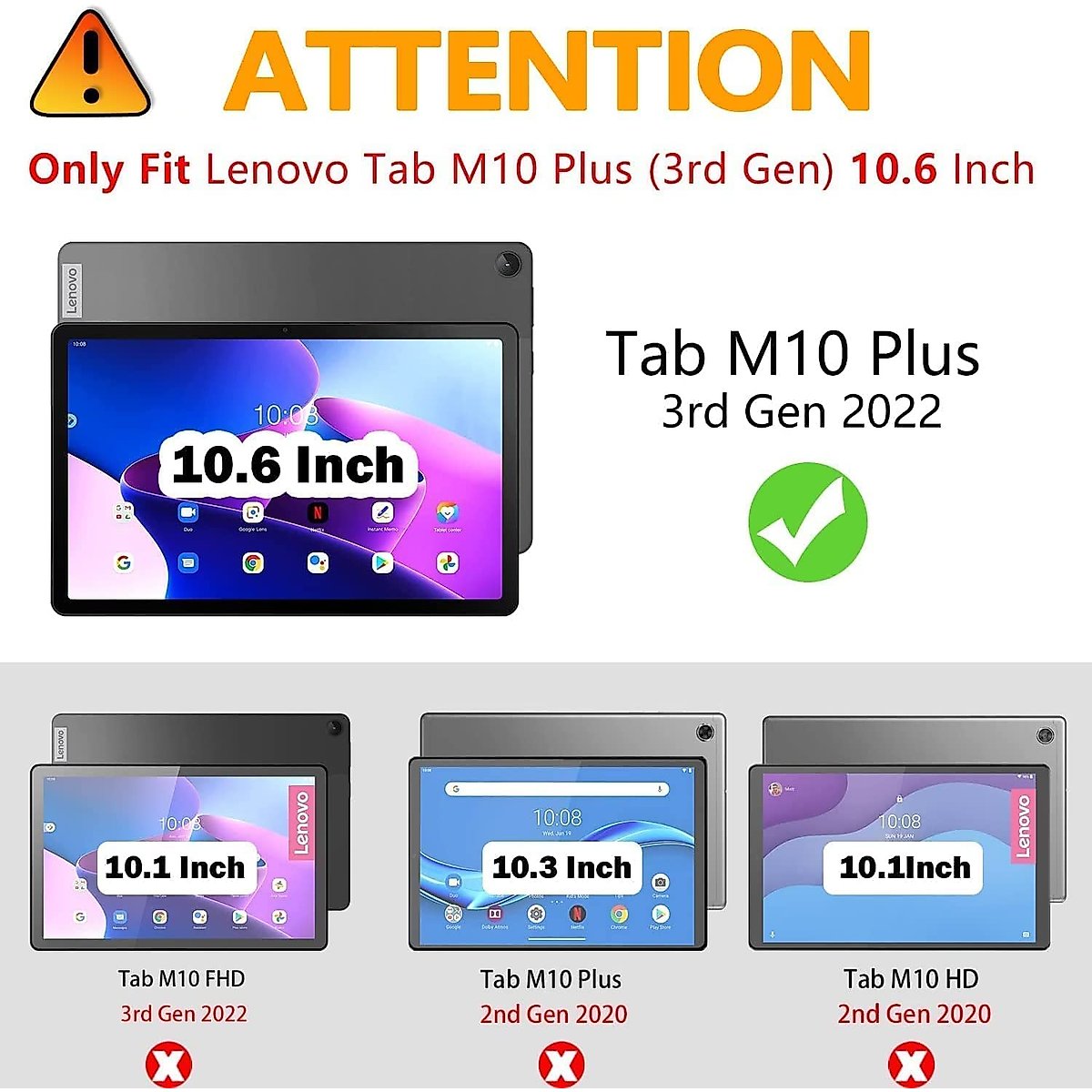 Herize Case for Lenovo Tab M10 Plus 3rd Gen 10.6 Inch 2022 | TB125FU/TB128FU/TB128XU Case with Screen Protector Pen Holder | 3 Layer Shockproof Rugged Sturdy Rubber Protective Case W/Shoulder Strap