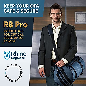 bagmate Rhino R8 Pro Telescope Bag | Protective Padded Bag for Telescopes |Telescope Case for Telescope Accessories | for 4",5",6", & 8" Optical Tubes | With 2 Add. Pockets & a Smartphone Adapter