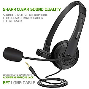Cellet Wired Hands Free Headphones with 3.5mm Jack, Compatible to Computer Cellphone Headphone PC Skype Webinar Smart Phone Call Center Use Hands Free for delivery Man Truck Driver