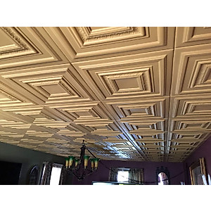 A La Maison Ceilings R31 Chestnut Grove Foam Glue-up Ceiling Tile (128 sq. ft./Case), Pack of 48, Plain White