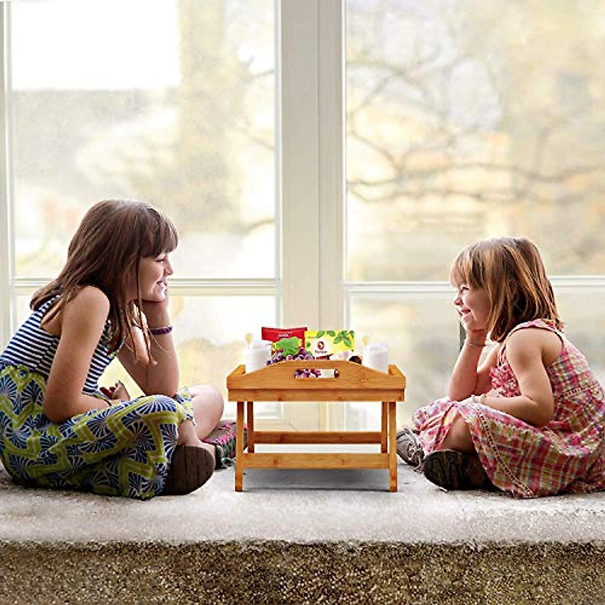 Bamboo Bed Tray Table for Eating Foldable Breakfast Tray for Bed, Trays for Eating Dinner Serving Tray with Folding Legs for Bedroom, Hospital, Home by FURNINXS