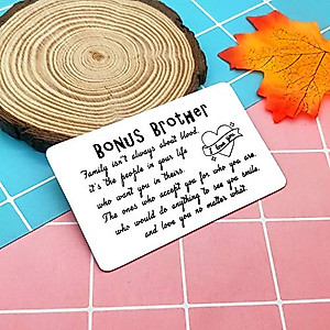 Step Brother Wallet Card from Sister,Brother-in-law Gifts Bonus Brother Gift Family isn't Always About Blood,Bonus Brother,Stepbrother,Brother in Law,Adopted Brother Valentines Christmas Birthday Gift