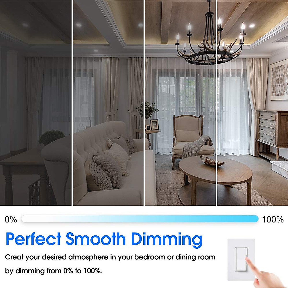 Energetic 12 Pack 60 Watt Dimmable LED Chandelier Light Bulb, 500lm, 5000K Daylight CA11 Filament LED Candle Light Bulb, E12 Base, CRI 90+, UL Listed