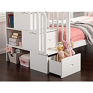 AFI Westbrook Staircase Bunk Twin Over Twin with Turbo Charger and Urban Bed Drawers in White