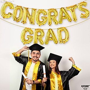 KatchOn, Gold Congrats Grad Balloons - 16 Inch | Congrats Grad Banner Balloons for Graduation Decorations Class of 2024 | Congratulations Balloons for Graduation Balloons Class of 2024 Decorations