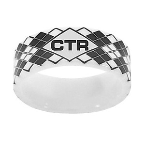J158 Size 11 Ceramic Argyle Ring Mormon One Moment In Time LDS CTR