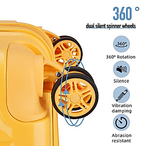 Joyway Luggage Suitcase with Spinner Wheels, Hardside Checked Luggage with TSA Lock, 24 Inch Medium Travel Suitcase (YELLOW,4PCS)