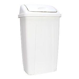 CJLXL 13 Gallon Trash Can, Plastic Swing Top Kitchen Garbage Trash Can (White)