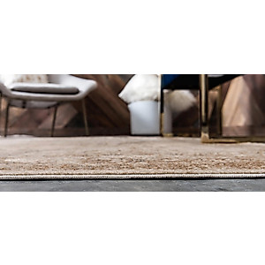 Unique Loom Chateau Collection Area Rug, 4' x 4' Round, Beige