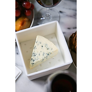 CapaBunga Cheese Vault for Soft Cheese - Reusable Artisan Cheese Storage Container for Fridge - Food Grade Silicone Cheese Container 5x5x3.5” - Easy to Clean Cheese Keeper for Refrigerator – White