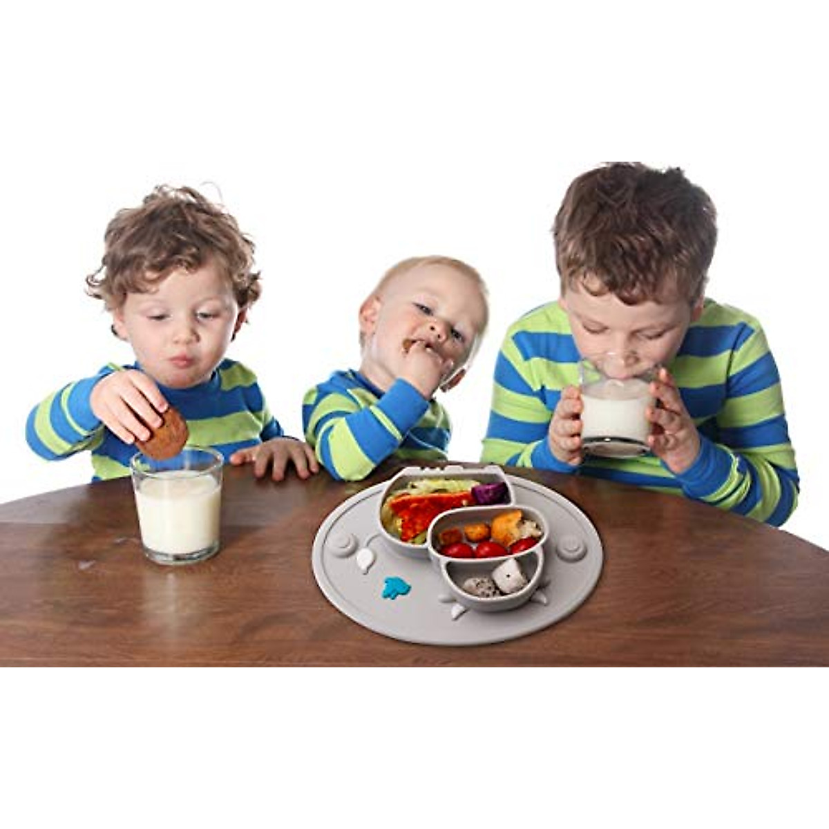 Silicone Divided Toddler Plates - Portable Non Slip Suction Plates Placemat for Children Babies and Kids BPA Free Baby Dinner Plate Bowl