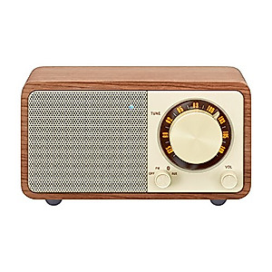 Sangean WR-7WL Wood Cabinet Mini Bluetooth Speaker with FM Tuner and Aux-in Walnut/Wood