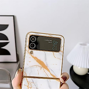 Marble Pattern Hard PC Tempered Glass Phone Case for Samsung Galaxy Z Flip 4 3 Flip4 Flip3 5G Protective Cover,Z5,for Z Flip 3