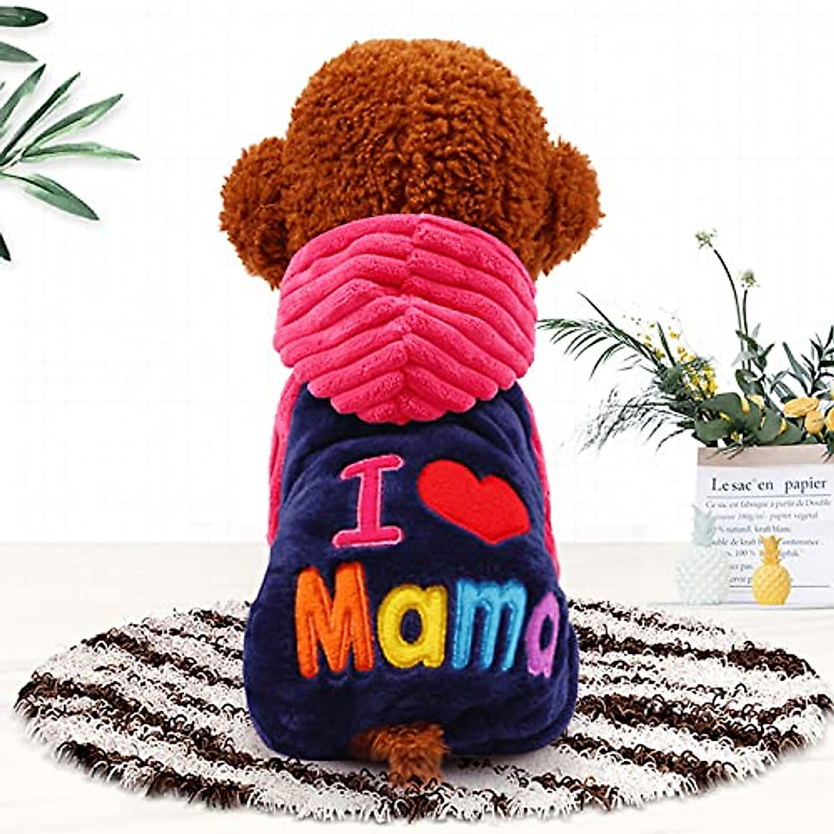 Loyalfurry Dog Sweatshirt Hoodie Jumpsuit I Love Mama/Papa Dog Coat Pet Clothes Doggy Slogan Costume (Medium, Red)