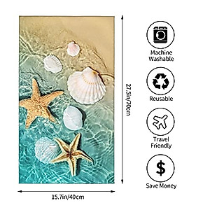 Golosila Soft Absorbent Hand Towel Starfish Seashell on Summer Beach Sea Water Bathroom Decorations Multipurpose Fingertip Towels for Guests, Hand, Face, Gym and Spa, Yoga All Season-27.5 x 16 inches