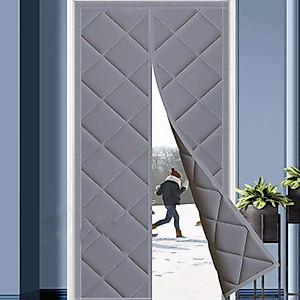 Magnetic Thermal Insulated Door Curtain, Winter Cotton Door Curtain Weatherproof, Door Soundproofing Insulation Cold Protection for Keeping Warm in Winter, for Living Room Garage Front Door Patio ( Co