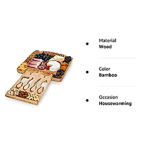 ECOEXL Cheese Board Charcuterie Board Set - Bamboo Serving Platter & Cutting Knives Unique Gift Idea for Him & Her Housewarming, Bridal Shower, Anniversary, Wedding, New House & Couple