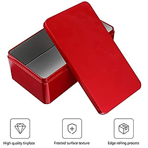 Hemoton 2pcs Metal Rectangular Empty Hinged Tins Box Containers Empty Tin Storage Container for Treats Candy Gifts Favors Red+ Black