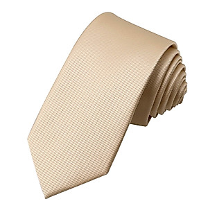 Alizeal Mens Skinny Necktie Bowtie and Pocket Square 3pcs Set (Solid Champagne)