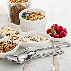 Wilzing 24 Pieces 8.5 Inch Serving Spoons Set Including 12 Serving Spoon and 12 Slotted Spoons Stainless Steel Buffet Serving Utensils for Christmas Kitchen Cooking Banquet, Mirror Polished, Silver