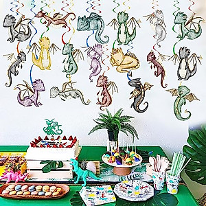 Dragon Party Hanging Swirls Dragon knight Ceiling Swirls Fantasy Dragon Foil Swirls Dragon Birthday Party Decorations Streamers for Dragon Theme Baby Shower Supplies