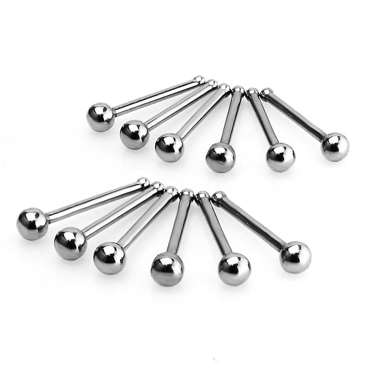 JEWELRIESHOP 40pcs Nose Ring Studs Stainless Steel Nose Piercing Jewelry Bone Studs for Women Men Hypoallergenic 22G (1.5mm,Silver Ball)