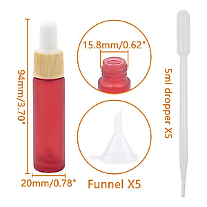 Ellbest 10ml Essential Oil Dropper Glass Bottle 10pcs Colorful Dropper Glass Bottles with Eye Dropper for Travel, Carrying Outside (Matte Red)