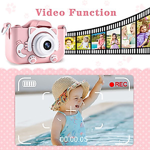 CIMELR Kids Camera Toys for 3 4 5 6 7 8 9 10 11 12 Years Old Boys/Girls, Kids Digital Camera for Toddler with Video, Birthday Festival for Kids, Selfie Camera for Kids, 32GB TF Card