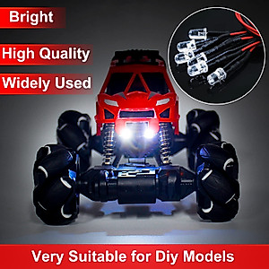 ACEIRMC 50pcs 12 Volt 5mm Red LED Lights Emitting Diodes Pre Wired 7.9 inch DC 12v LED Light Clear Lens Small LED Lamps (Multicolor)