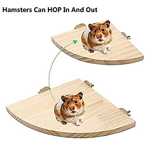 KYHSOM 2 Pack Bird Perch Platform, Wood Perch Bird Platform Parrot Stand Playground Cage Accessories for Small Animals Parrot Parakeet Conure Cockatiel Budgie Gerbil Rat Mouse Chinchilla