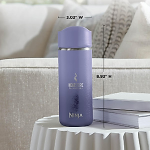 Ninja, Travel Mug, Sip Perfect 16oz, Brings Hot Drinks to Sippable Temperature in Minutes, Stainless Steel, Leak Proof, Dishwasher Safe, Metal, Insulated Tumbler, Wisteria Purple, DW1603LD