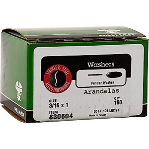 Hillman Stainless Steel Fender Washers 3/16" x 1",830604, (Pack of 100)