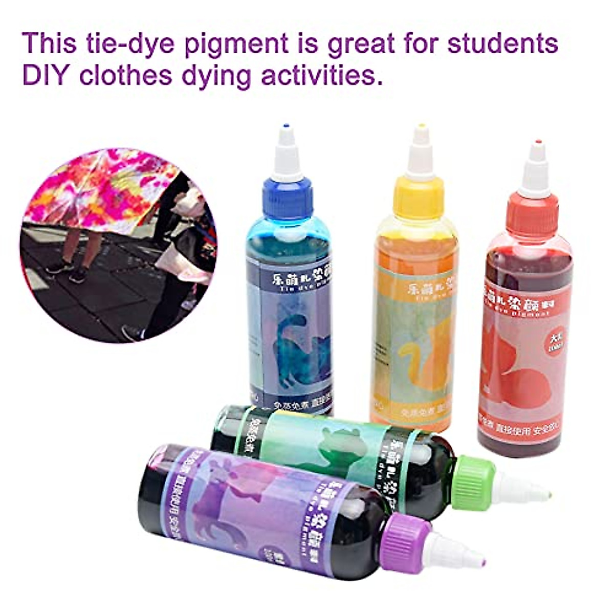 Textile Paints, Fabric DIY, Harmless Tie Dye Kit, Skin Safe Dye, Machine Washable Dyes, Clothing Accessories Decorating(Size:5 Set)