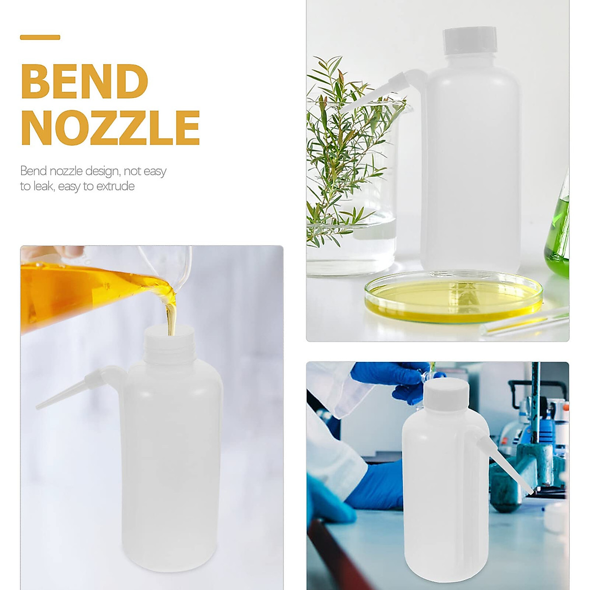 Hemobllo Safety Wash Bottles- Unitary Wash Bottles PE Squirt Bottles Lab Squeeze Bottle Chemical Wash Bottle, Lab Water Squirt Bottle Watering Tool Tattoo Wash Bottle (4PCS)