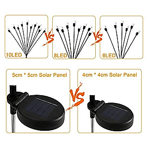 10 LED Firefly Garden Lights Solar Powered, Starburst Swaying Lights Outdoor, Auto Switch, 600 mAh Ni-Mh Battery Solar Charging, IP65 Waterproof Landscape Lights for Yard Pathway - Warm Color, 4 Pack