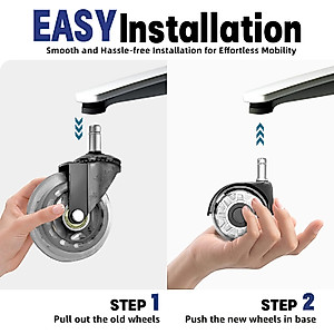 Sytopia Office Chair Caster Wheel Replacement Suitable for All Floors and Carpets, Heavy Duty Rollerblade Chair Wheels, Universal Caster Wheels Size(11x22 mm)