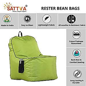 SATTVA All Weather Water Resistant Lounger Bean Bag for Adults - Big Bean Bag Covers Only (No Filling), Love Sack Bean Bag Oversized, Washable Ultra Soft Zipper, for Dorm & Family Room (Green)