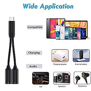 AD ADTRIP USB C Splitter, USB C Headphone and Charger Adapter Type C Splitter Audio and Charging Adapter Compatible with Samsung Galaxy S20+/S20/S10/Note10, Google Pixel 4/3/2 XL…
