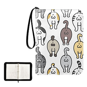 Cats Butt 4 Pockets Trading Card Album Folder for Cards PU Cover Zip Card Binder with 400 Side Loading Pockets Card Collection Binder for Collectible Boys Girls Game Sports Cards MTG TCG