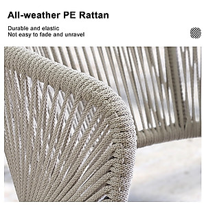 PURPLE LEAF Bar Stool Set of 2 Outdoor Bar Chairs with Footrest Bar Height Stools Hold 300 Pounds Wicker Dark Gray Barstools