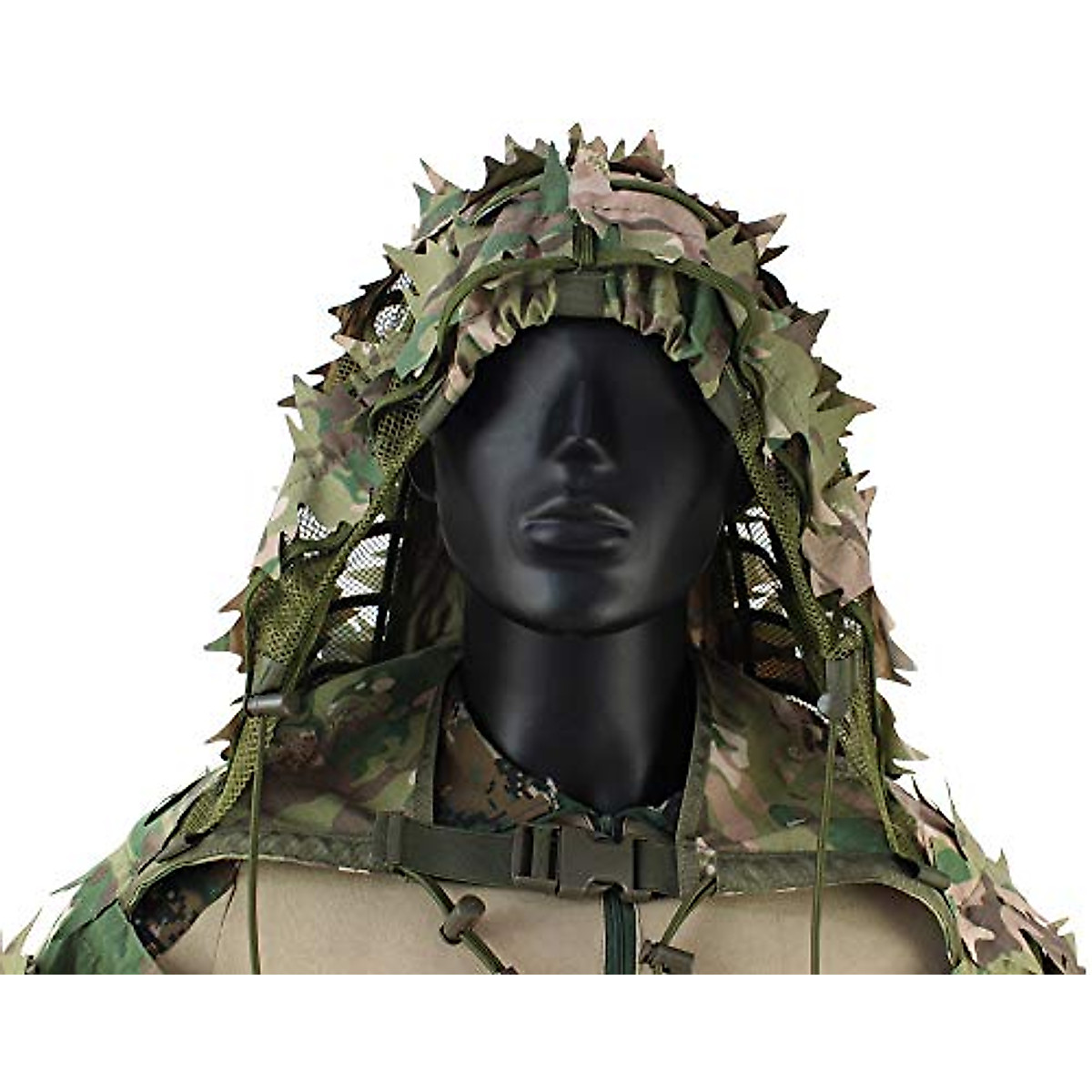 ROCOTACTICAL Sniper Ghillie Viper Hood with 3D Laser-Cut Leaves, Tactical Ghillie Suit Foundation for Wargame, Hunting, Airsoft, Sniper Coat, CP Multicam