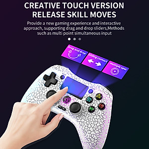 RALAN Wireless Controller with 8 Color Adjustable LED Lighting Compatible with PS4 Pro/Slim/for PS4 Controller Dualshock 4, with Headphone Jack for FPS Game （White）