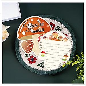 Wild Mushrooms Invitations With Envelopes 5x7 Inch Fill-in Party Invitation Cards，You Are Invited Cards for Wedding, Bridal Shower, Holiday Party，Set of 15