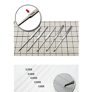 ANSAI Model Scriber Laser Mark Blades 0.2/0.4/0.6/0.8/1.0 mm with Rubber Cap + Carving Masking Tape 3mmx30m,Scribing line, For Engraved,Panel line,Resin GK, Gundam Model