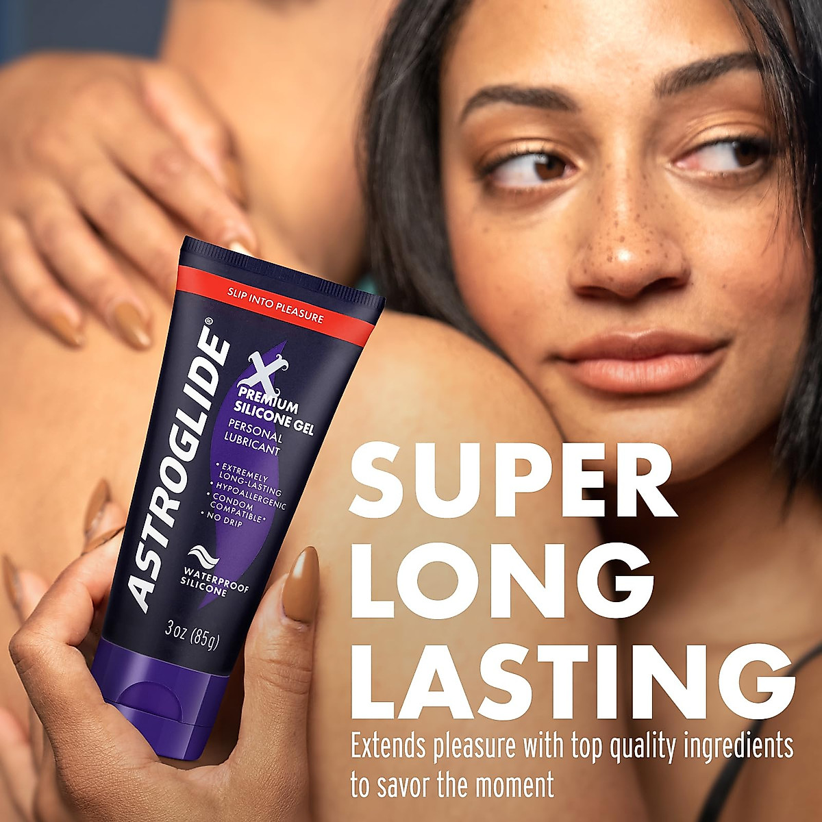 Astroglide Silicone Lube (3oz), X Premium Gel Personal Lubricant for Vaginal and Anal Sex, No Drip Stay-Put, Long-Lasting for Men, Women and Couples, Waterproof for Water Play