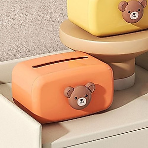 Paper Towel Holder Tissue Box Cover Cute Rectangle Napkin Holder Cartoon Bear Wipes Dispenser for Home Bathroom Kitchen Office Table Wall Paper Towel Dispenser