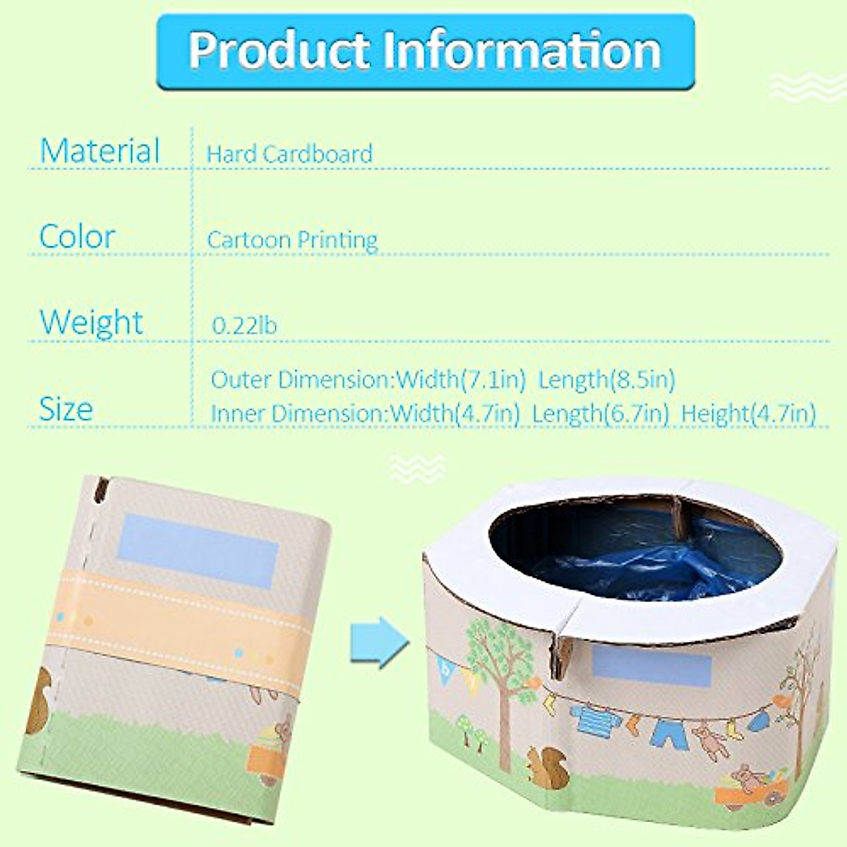 TINTON LIFE 3pcs Portable Paper Toddler Potty Emergencies Kids Disposable Toilet for Travel Car Camping